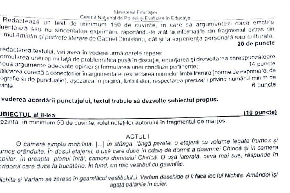 Subiectele de la Bacalaureat rezolvate de un profesor de română din ...